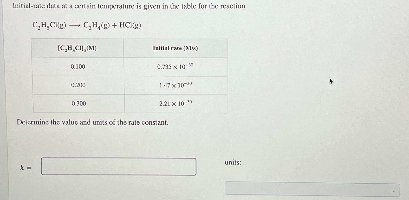 Initial-rate data at a certain temperature is given | Chegg.com
