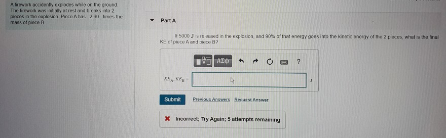 Solved A firework accidently explodes while on the ground | Chegg.com