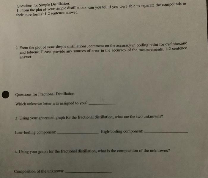 Solved The first graph represents the simple distillation | Chegg.com