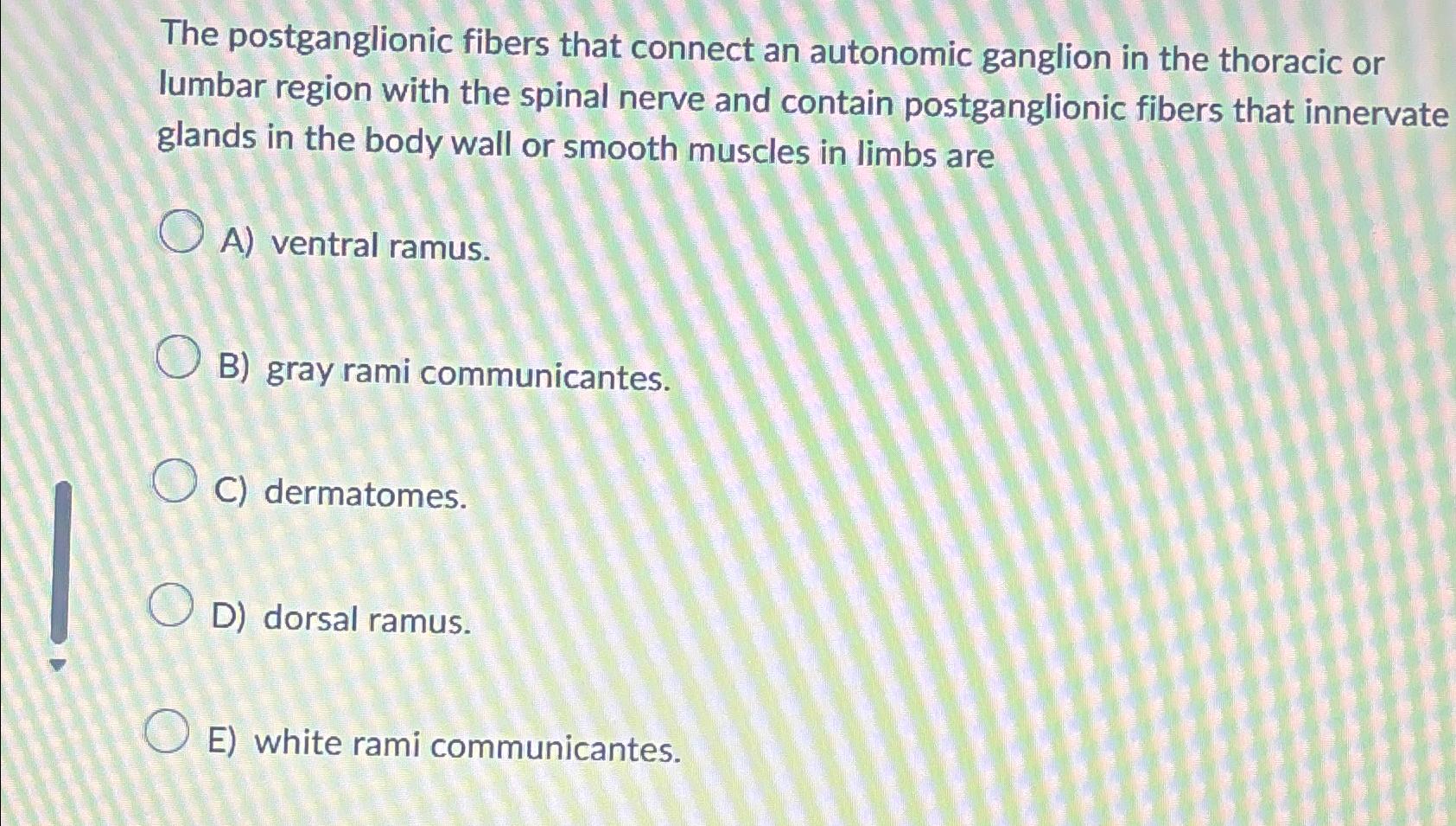 Solved The postganglionic fibers that connect an autonomic | Chegg.com