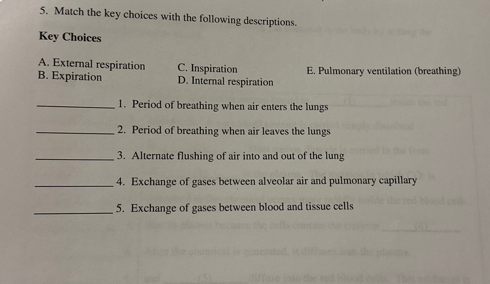 Solved Match the key choices with the following | Chegg.com