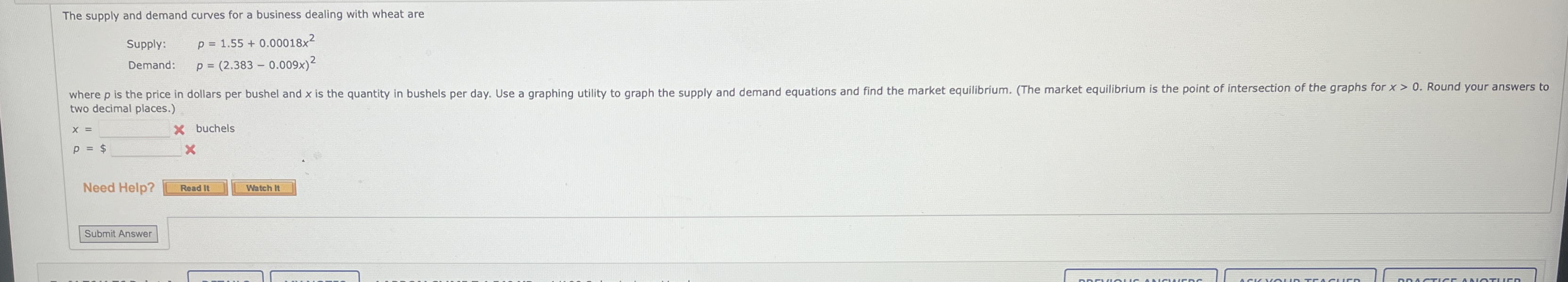 Solved The supply and demand curves for a business dealing | Chegg.com