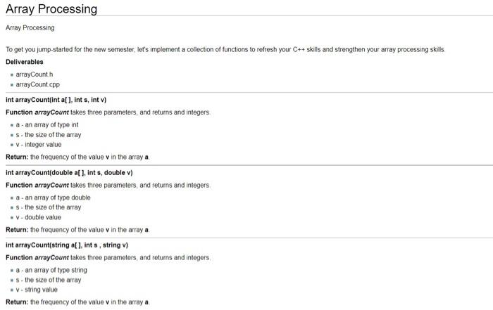 Solved Array Processing Array Processing To get you | Chegg.com