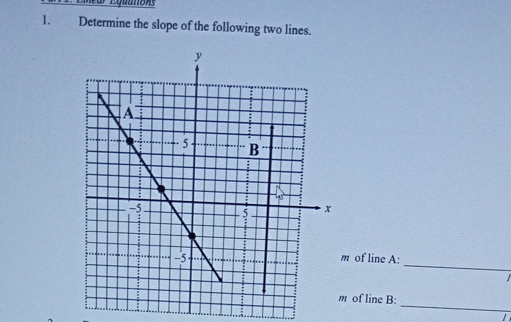 Solved Determine the slope of the following two lines. n of | Chegg.com