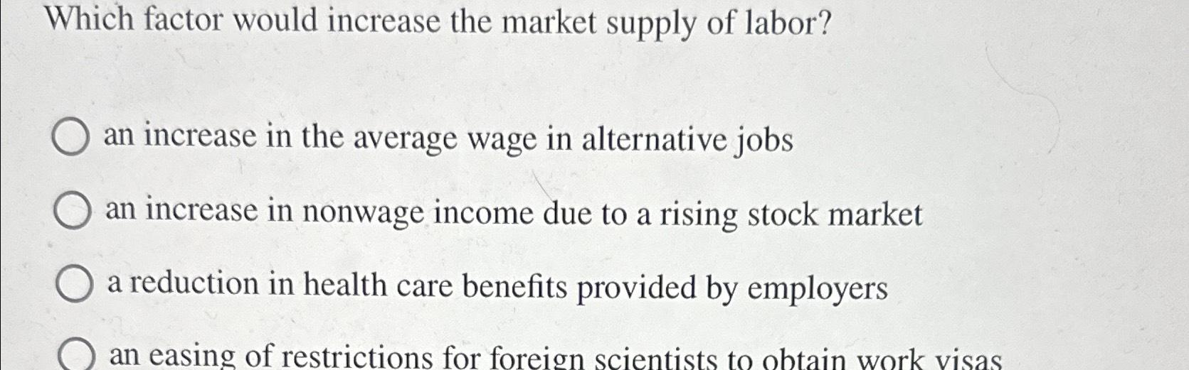 Solved Which factor would increase the market supply of | Chegg.com