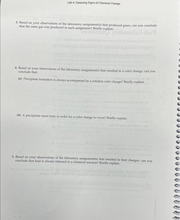 3. Based on your observations of the laboratory | Chegg.com