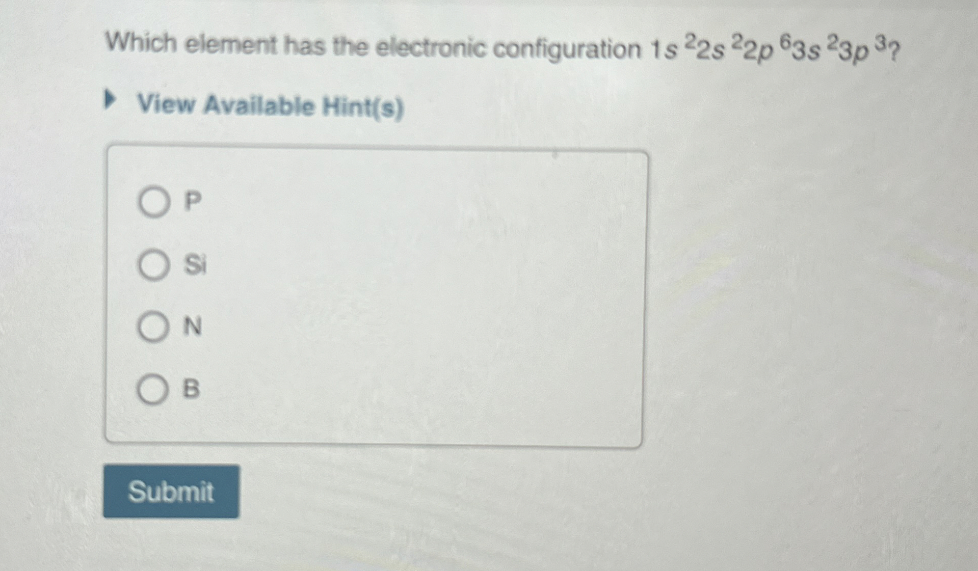 Solved Which element has the electronic configuration | Chegg.com