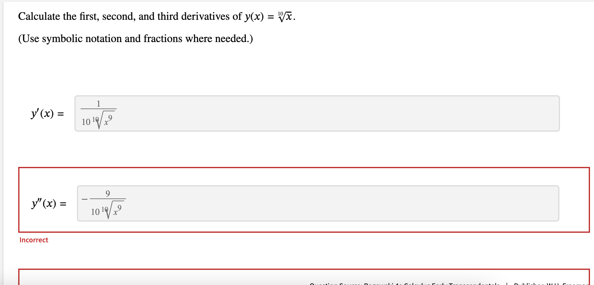 Solved Calculate the first, second, and third derivatives of | Chegg.com