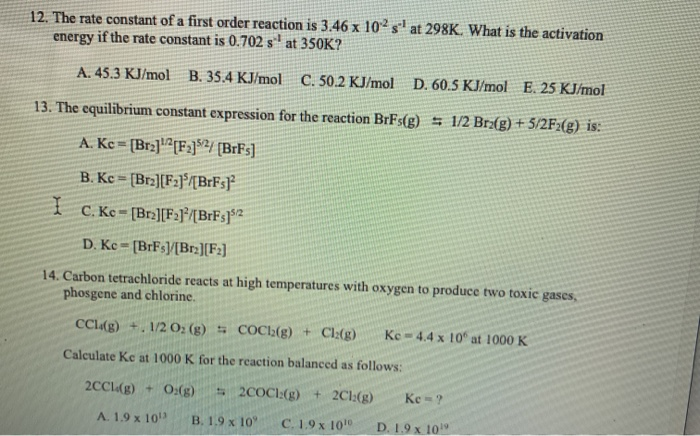 Solved 12. The rate constant of a first order reaction is | Chegg.com