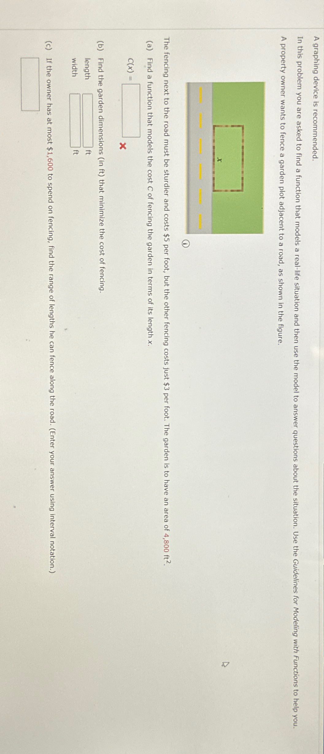 Solved A graphing device is recommended.A property owner | Chegg.com