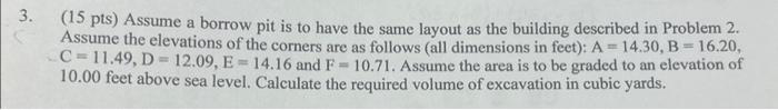 Solved 3. C (15 pts) Assume a borrow pit is to have the same | Chegg.com