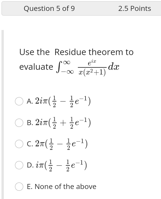 Solved Use the Residue theorem to evaluate | Chegg.com
