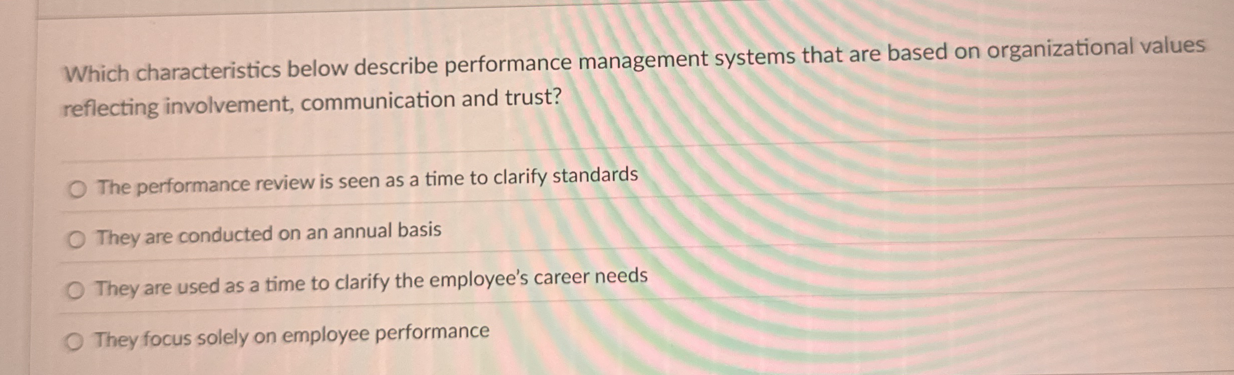 Solved Which characteristics below describe performance | Chegg.com