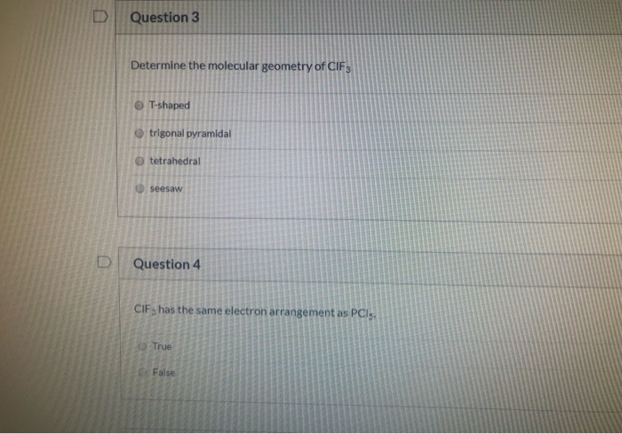 Solved Question 3 Determine the molecular geometry of CIF | Chegg.com