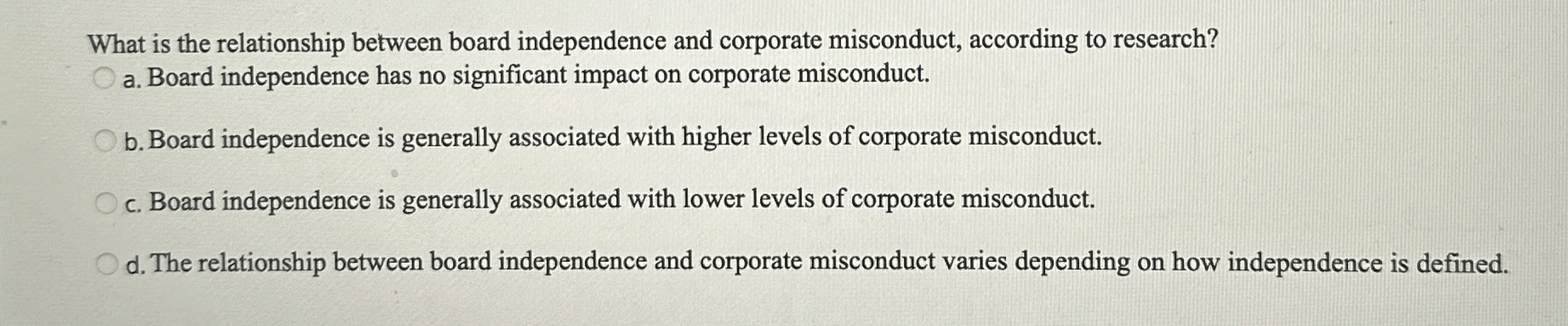 Solved What is the relationship between board independence | Chegg.com