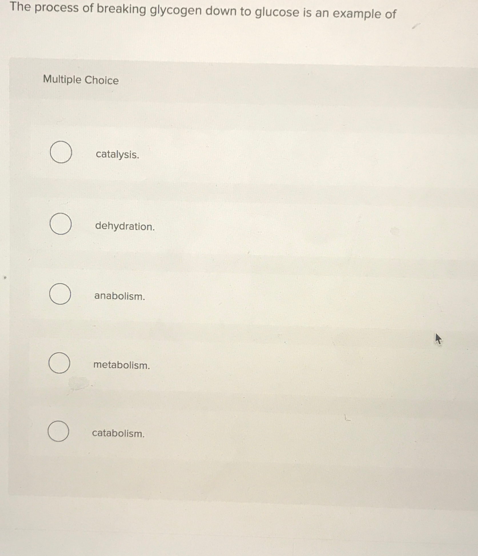 Solved The process of breaking glycogen down to glucose is | Chegg.com