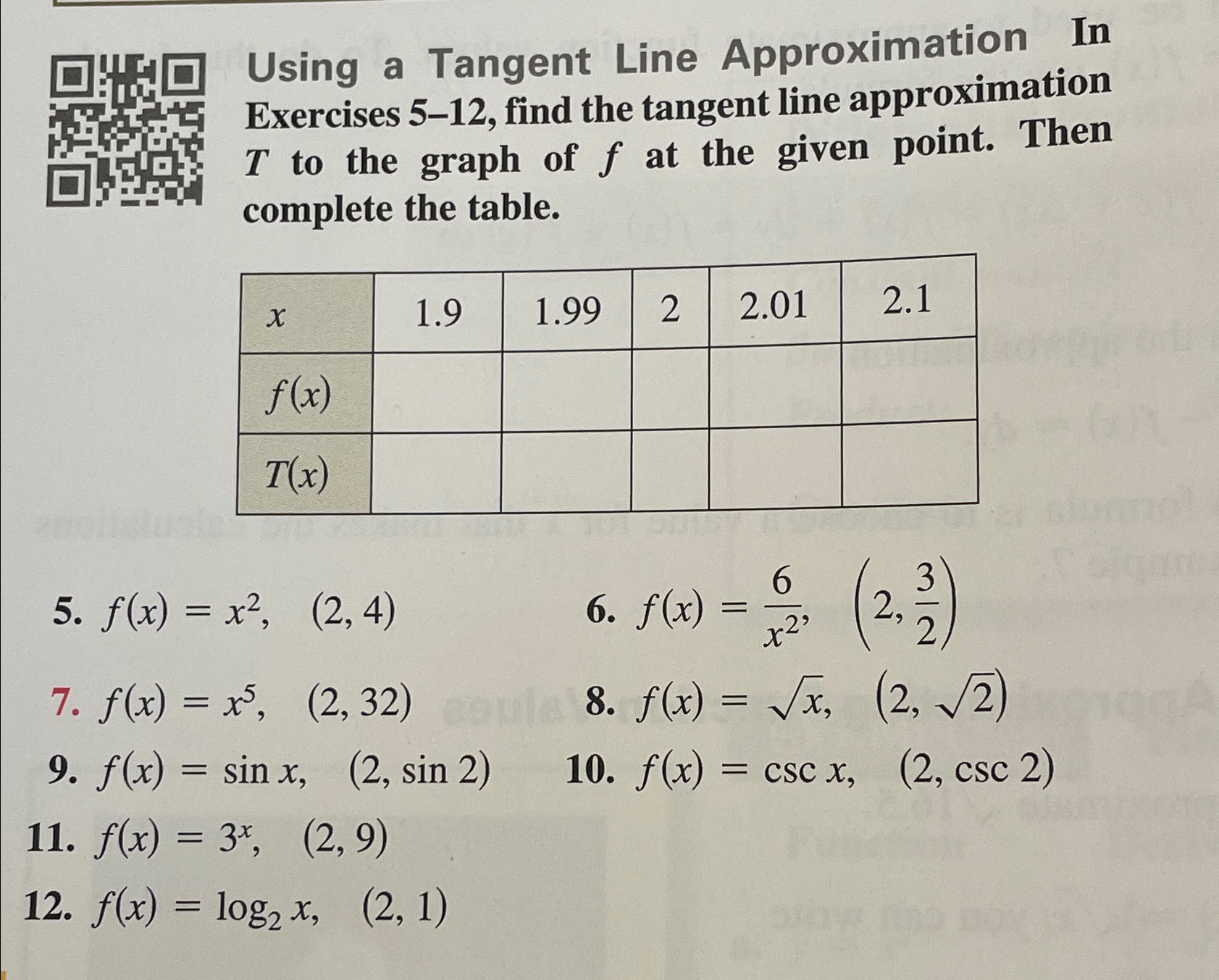 Solved #5, ﻿#7, ﻿#9, ﻿and #11 ﻿please! Using a Tangent Line | Chegg.com