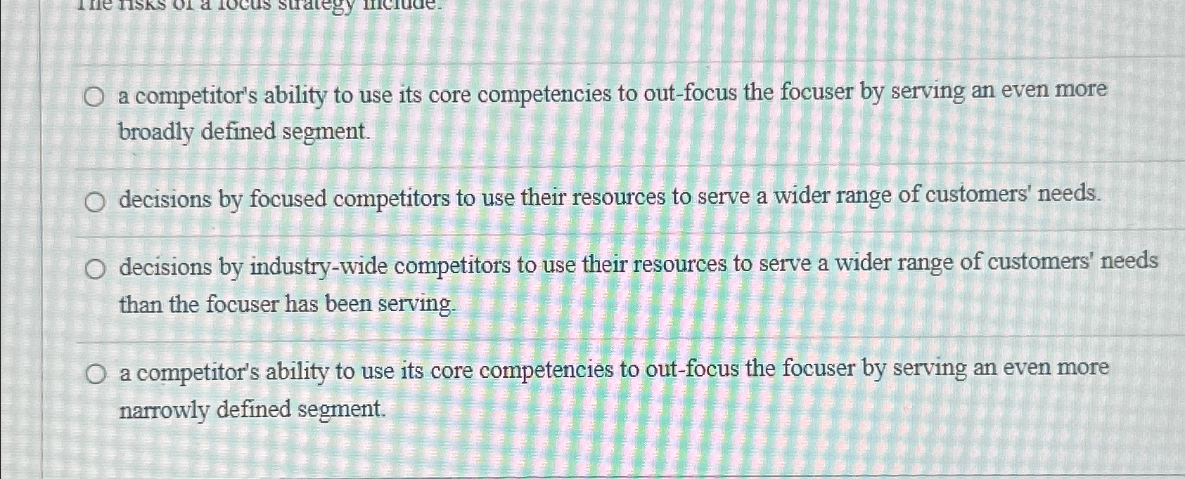 Solved a competitor's ability to use its core competencies | Chegg.com