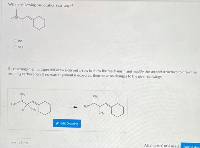 Solved If a rearrangement is expected, draw a curved arrow | Chegg.com