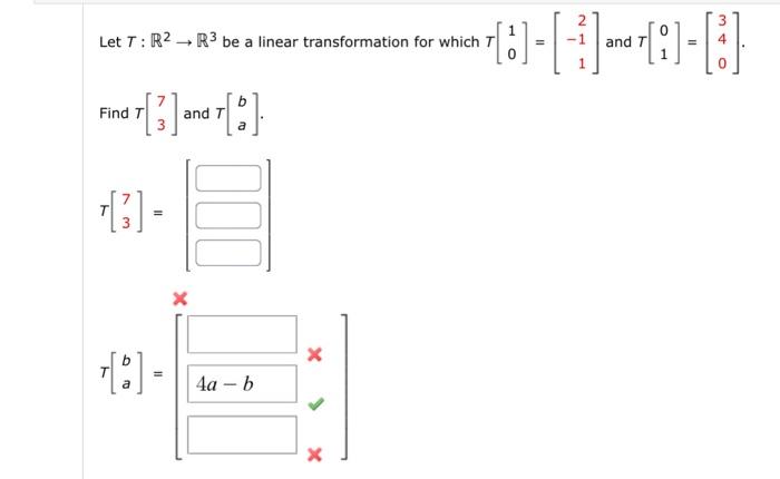 Solved Let T:R2→R3 be a linear transformation for which | Chegg.com