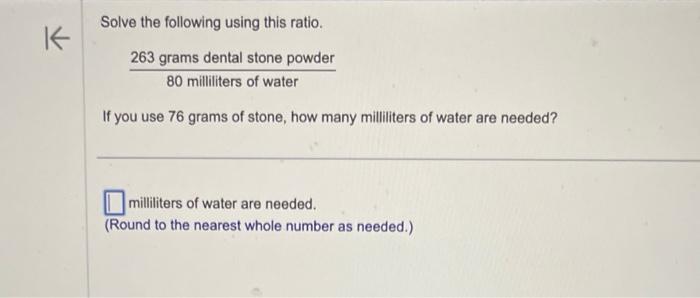 Solved Solve the following using this ratio. 80 milliliters | Chegg.com