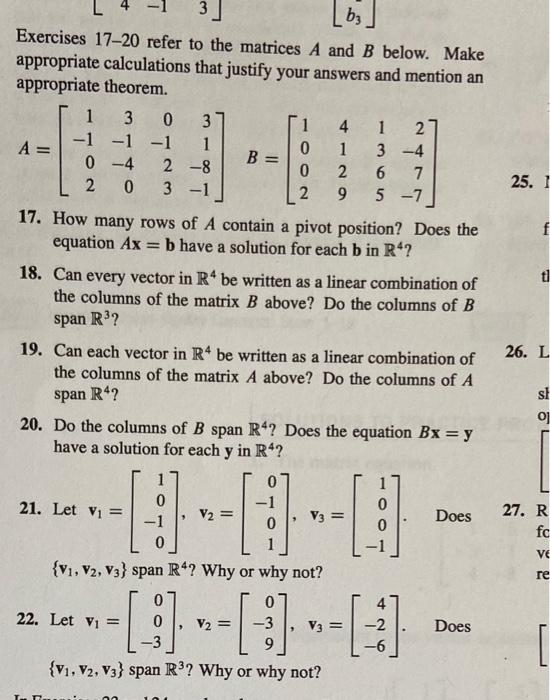 Solved 3] Exercises 17-20 refer to the matrices A and B | Chegg.com