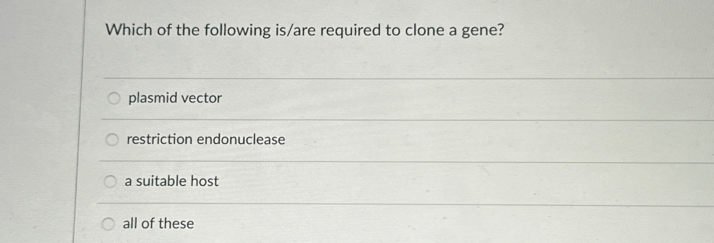 Solved Which of the following is/are required to clone a | Chegg.com