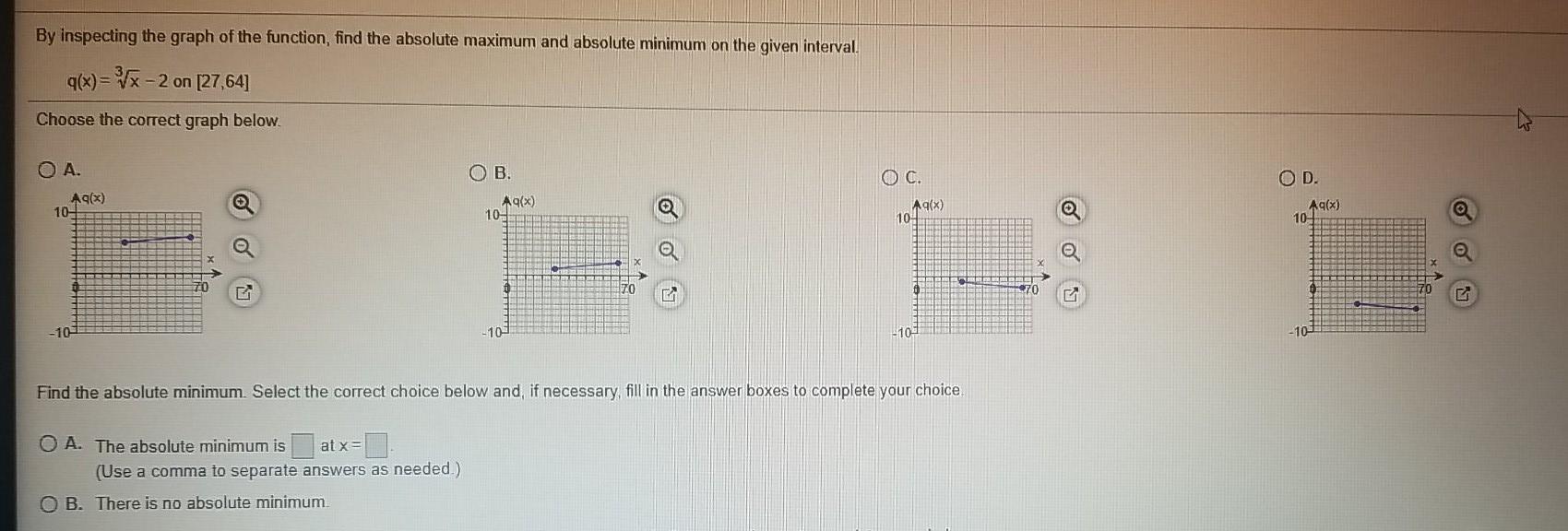 Solved By inspecting the graph of the function, find the | Chegg.com