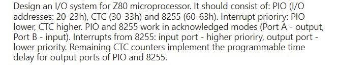 Solved Design an I/O system for Z80 microprocessor. It | Chegg.com
