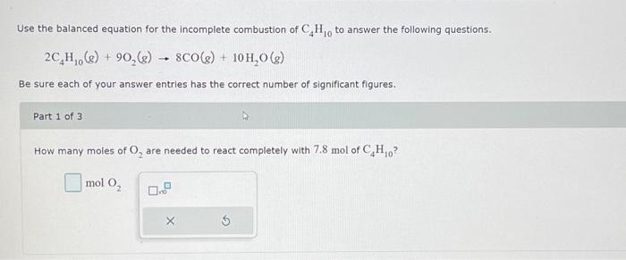 Solved Use the balanced equation for the incomplete | Chegg.com