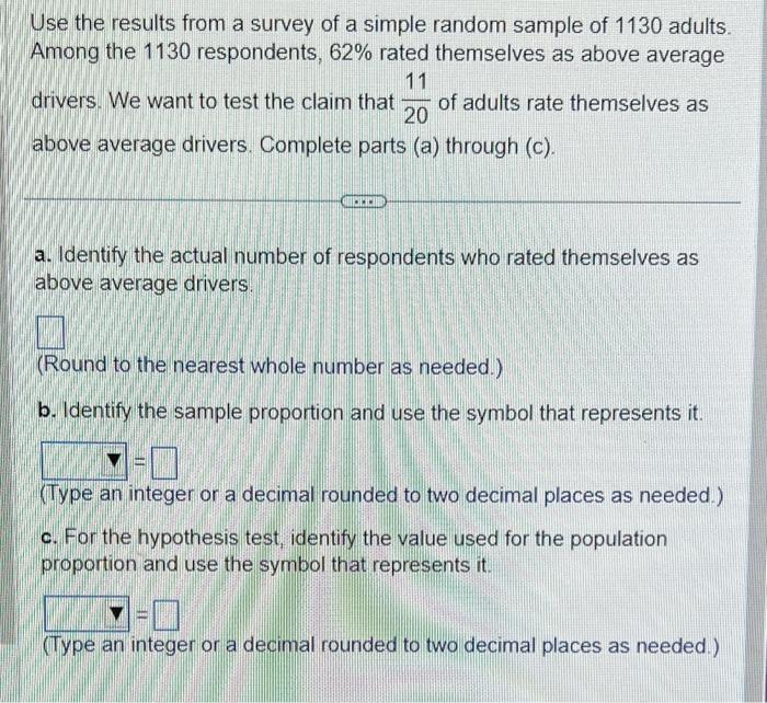 Solved Use the results from a survey of a simple random | Chegg.com