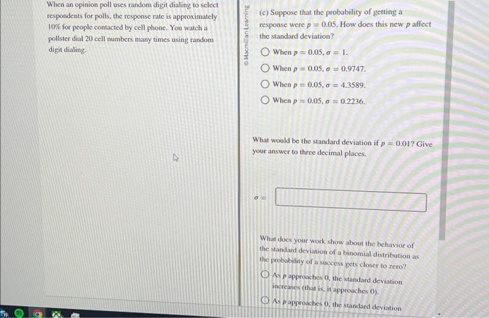 Solved When an opinion poll uses random digit dialing to | Chegg.com