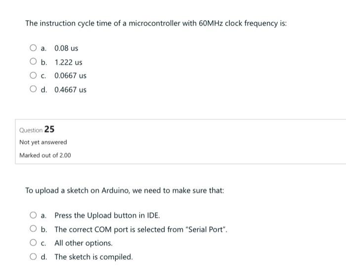 Solved The instruction cycle time of a microcontroller with | Chegg.com