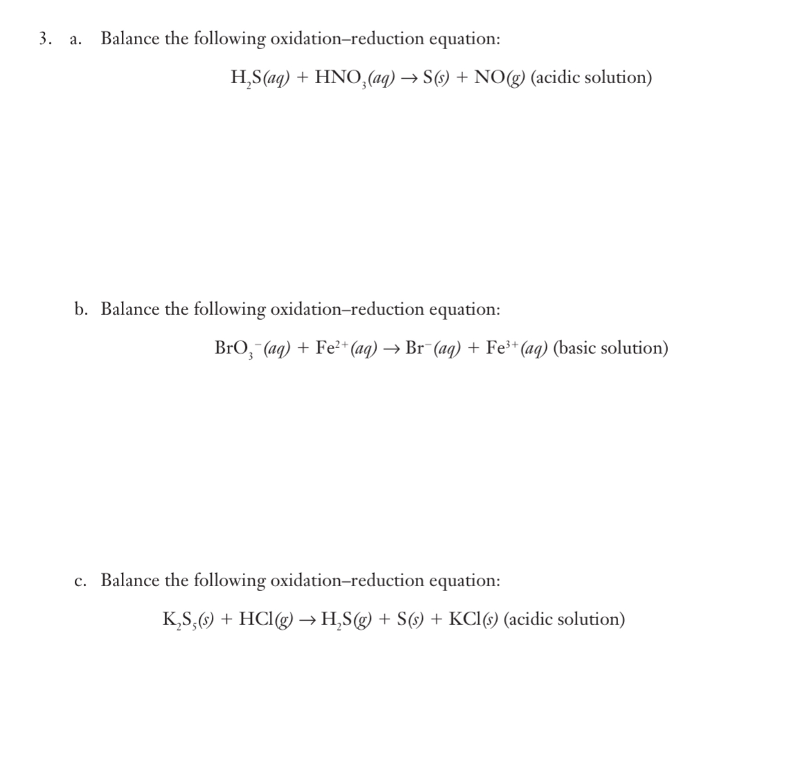 Solved a. ﻿Balance the following oxidation-reduction | Chegg.com