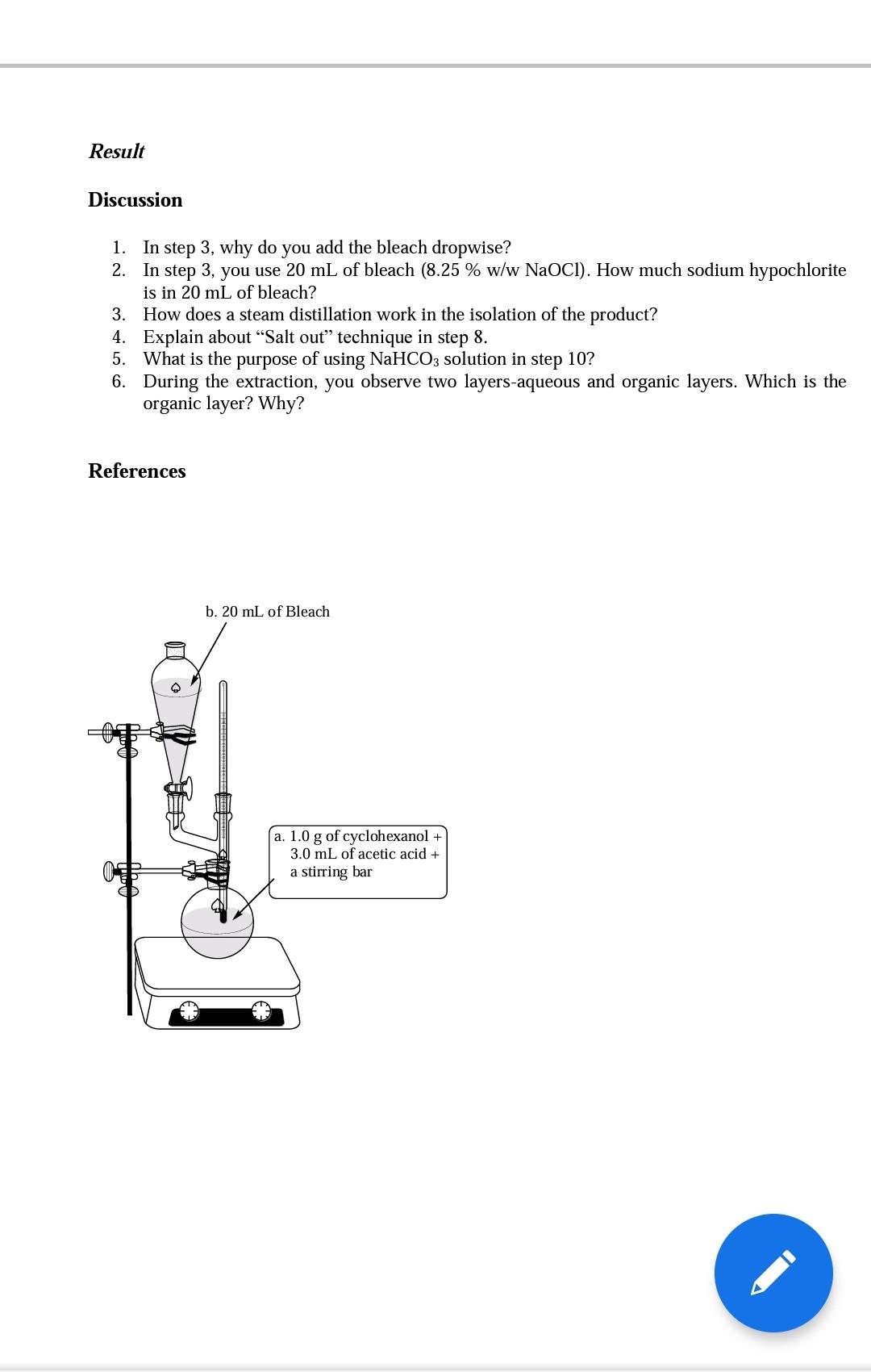 Solved Chem 234 Experiment 1. Oxidation of Cyclohexanol | Chegg.com