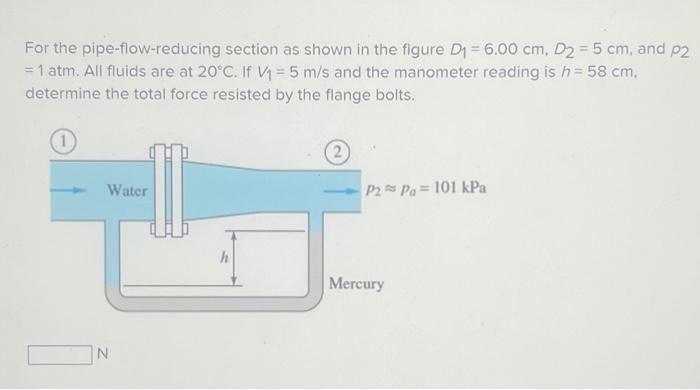 Solved For the pipe-flow-reducing section as shown in the | Chegg.com