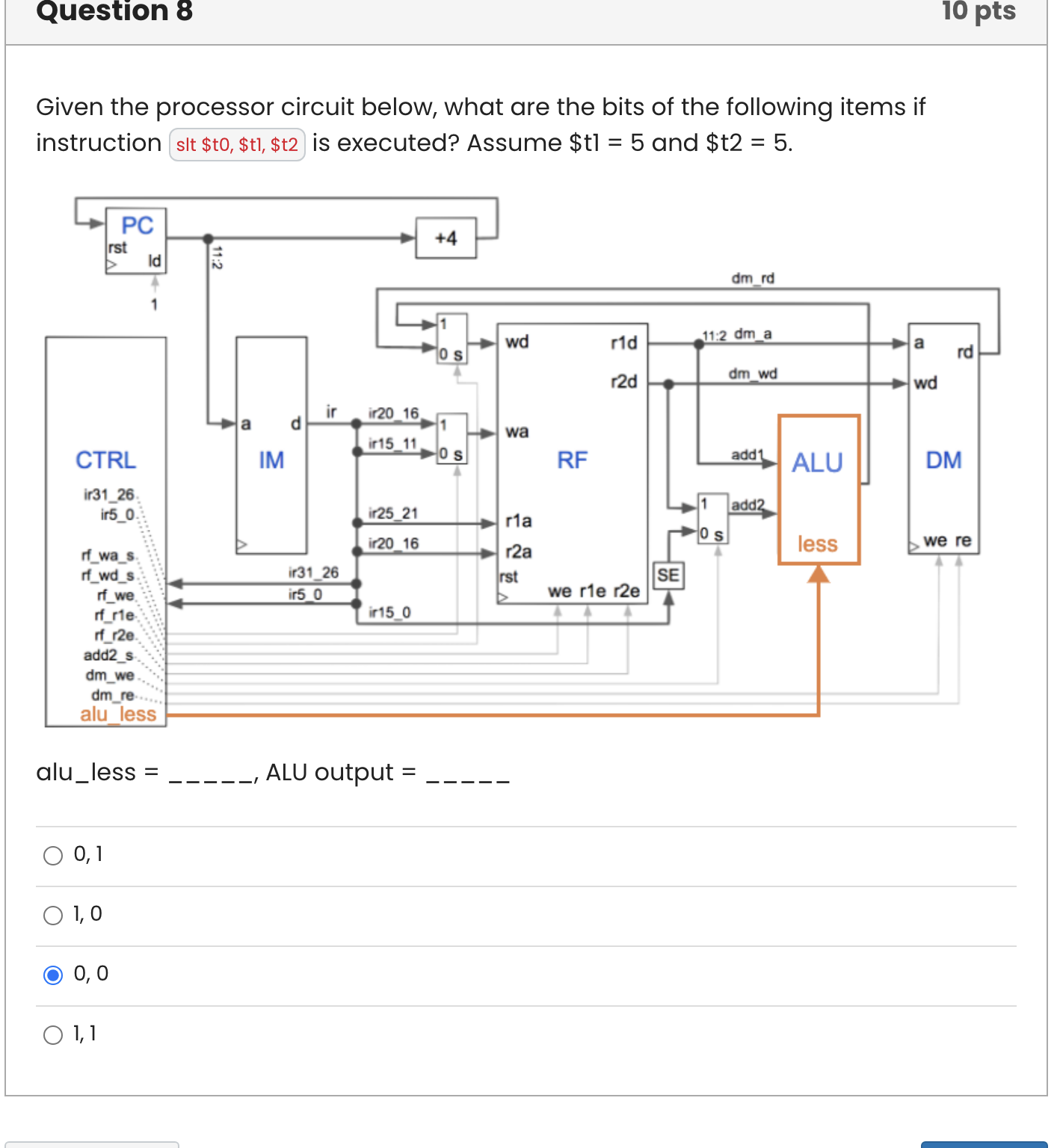 Solved Given the processor circuit below, what are the bits | Chegg.com