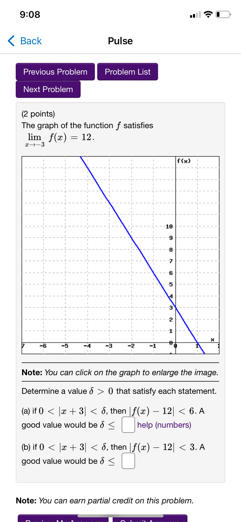 Solved 9:08BackPulsePrevious Problem(2 ﻿points)The graph of | Chegg.com