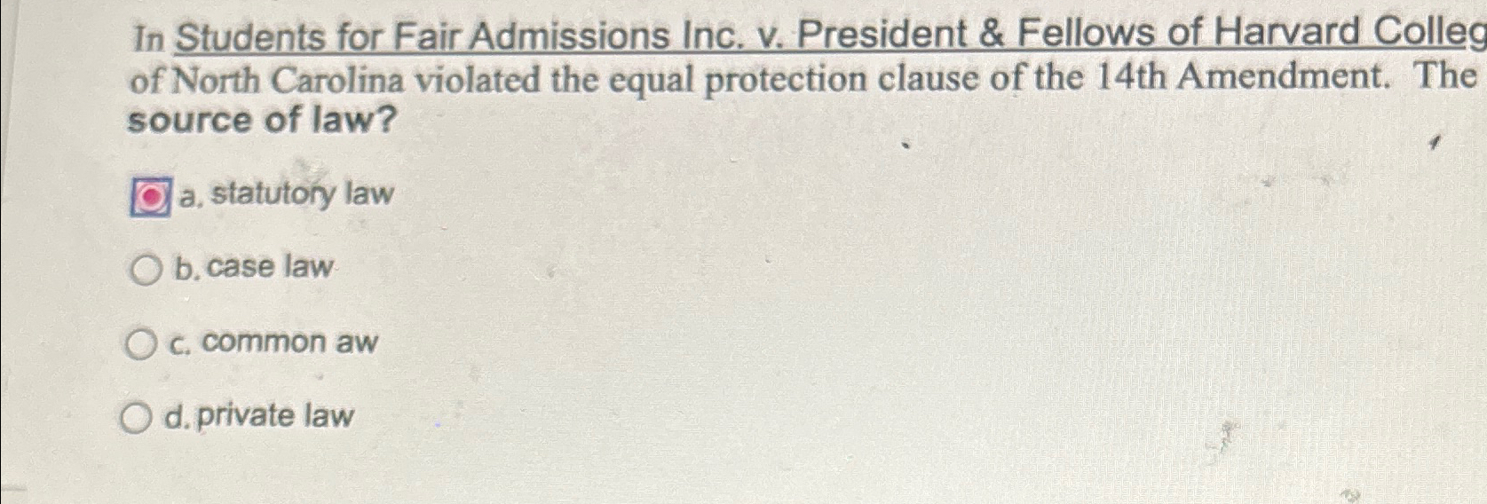 Solved In Students for Fair Admissions Inc. v. ﻿President & | Chegg.com