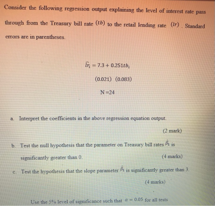 Solved Consider the following regression output explaining | Chegg.com