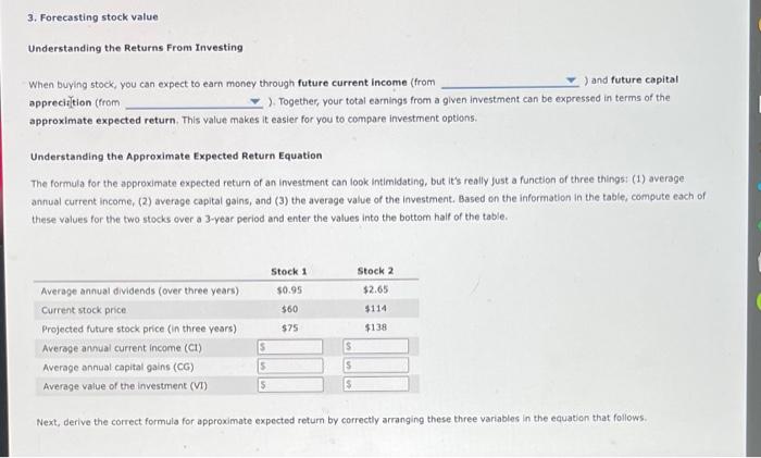 Solved 3. Forecasting stock value Understanding the Returns | Chegg.com