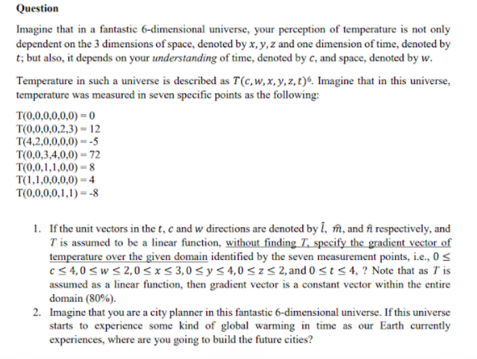 Solved QuestionImagine that in a fantastic 6-dimensional | Chegg.com