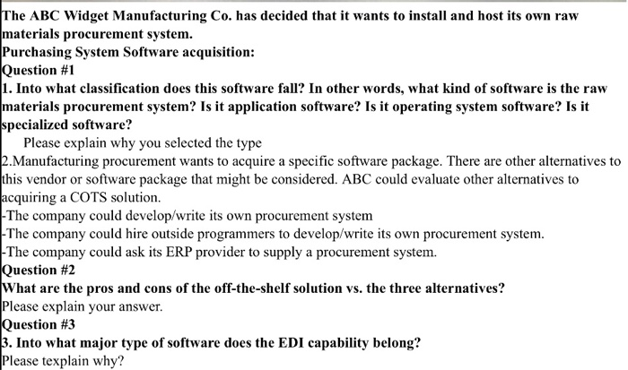 Solved The ABC Widget Manufacturing Co. has decided that it | Chegg.com