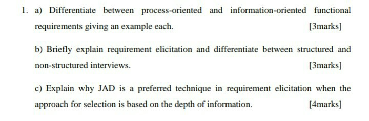 Solved 1. a) Differentiate between process-oriented and | Chegg.com
