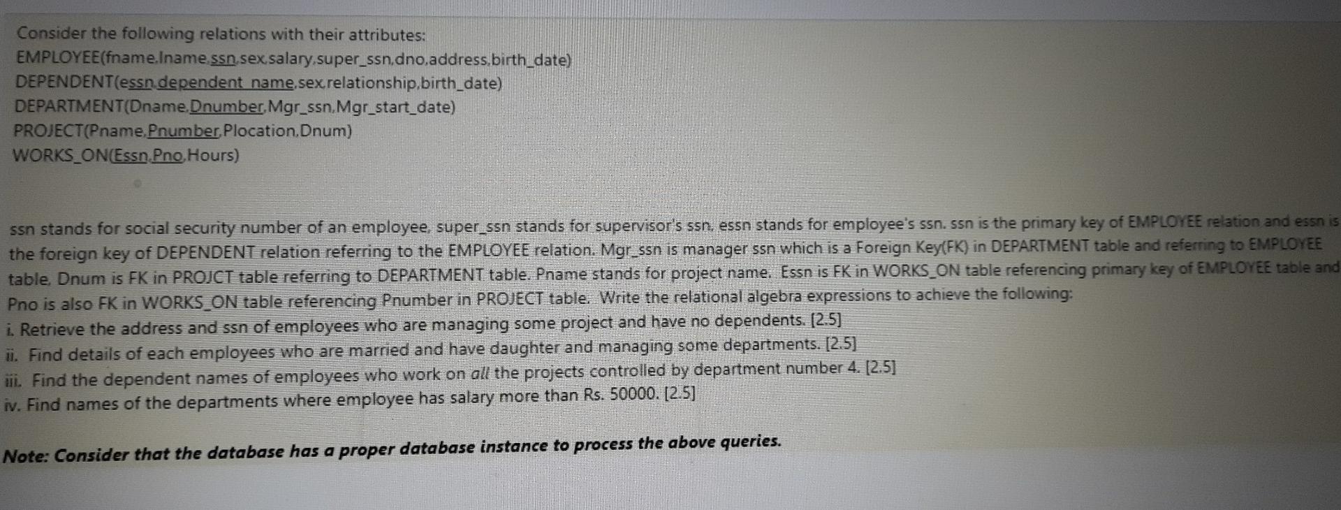 Solved Consider the following relations with their | Chegg.com