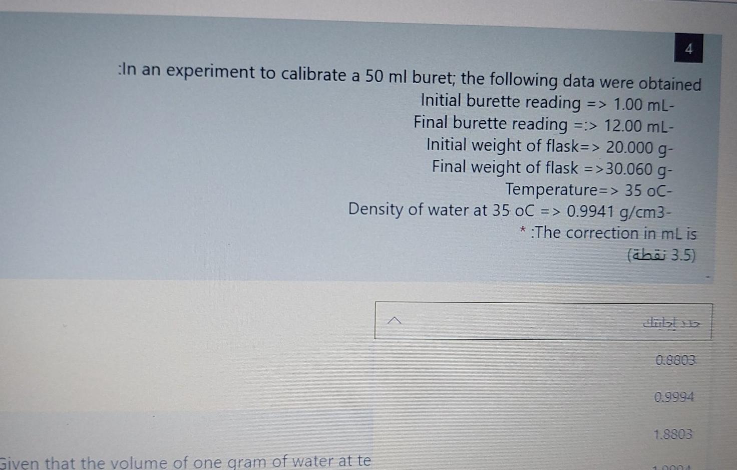 Solved In an experiment to calibrate a 50 ml buret; the | Chegg.com