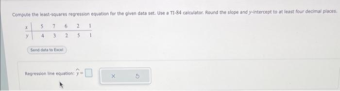Solved Compute the least-squares regression equation for the | Chegg.com