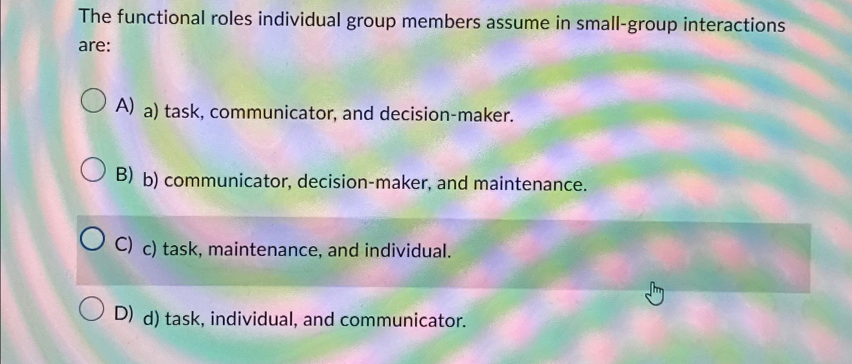 Solved The functional roles individual group members assume | Chegg.com