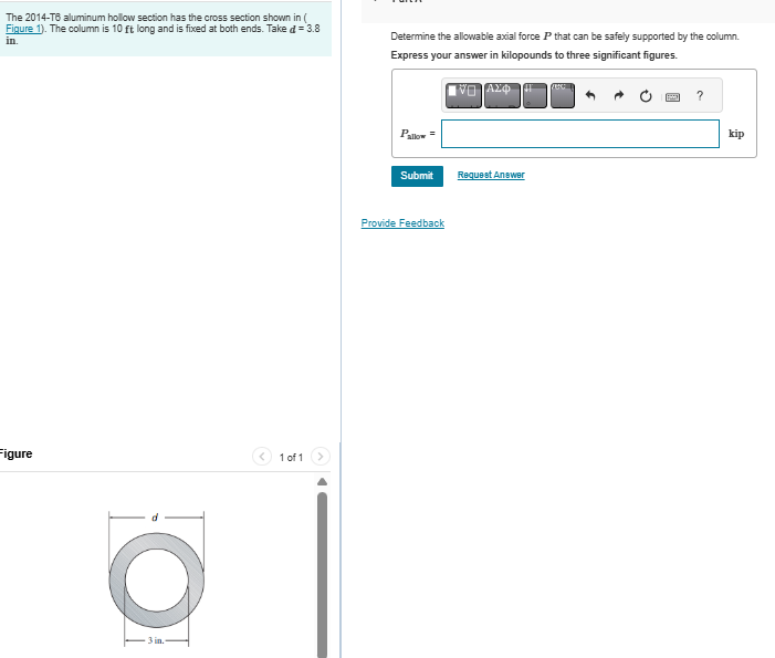 Solved The 2014-T6 ﻿aluminum hollow section has the cross | Chegg.com