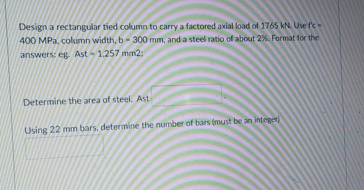 Solved Design a rectangular tied column to carry a factored | Chegg.com